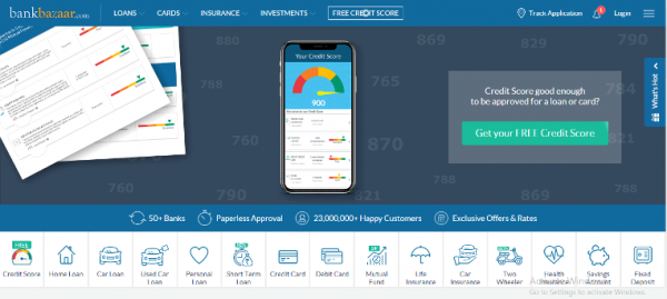 Review of BankBazaar.com , Excellent User Interface